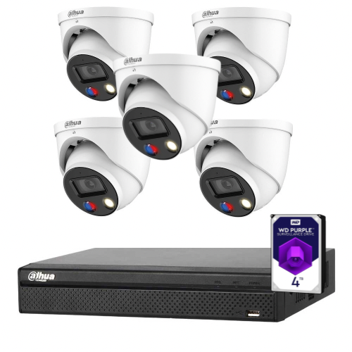"Dahua 8MP x 5 Camera CCTV Kit with 8CH NVR and 4TB Western Digital HD ...